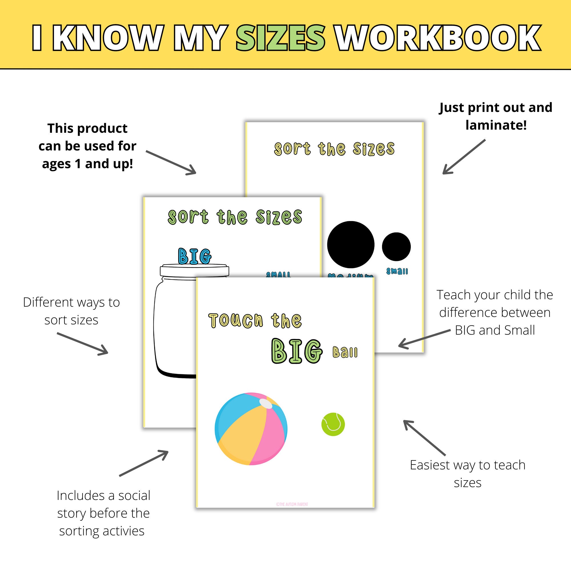 I Know My Sizes Busy Book Preschool/toddlers Workbook - Etsy