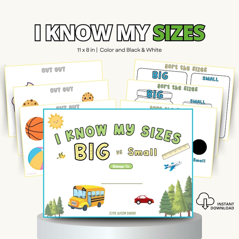 I Know My Sizes Busy Book Preschool/toddlers Workbook - Etsy