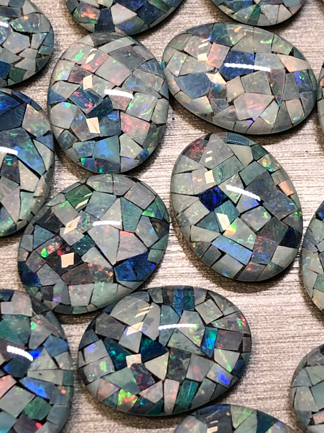 Triplet Opal 12mm X 16mm Plus Minus 1mm Mosaic Oval Cabachon Will Fit ...