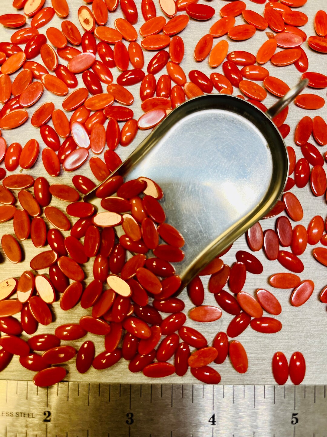 Coral Long Oval Eclipse 5x10mm 5mm X 10mm Real Red and Orange - Etsy