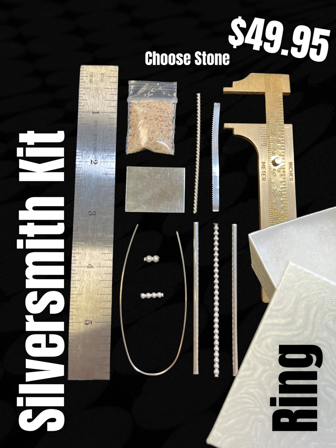 Silversmith Ring Kit Sterling With MEDIUM Turquoise Native Navajo ...