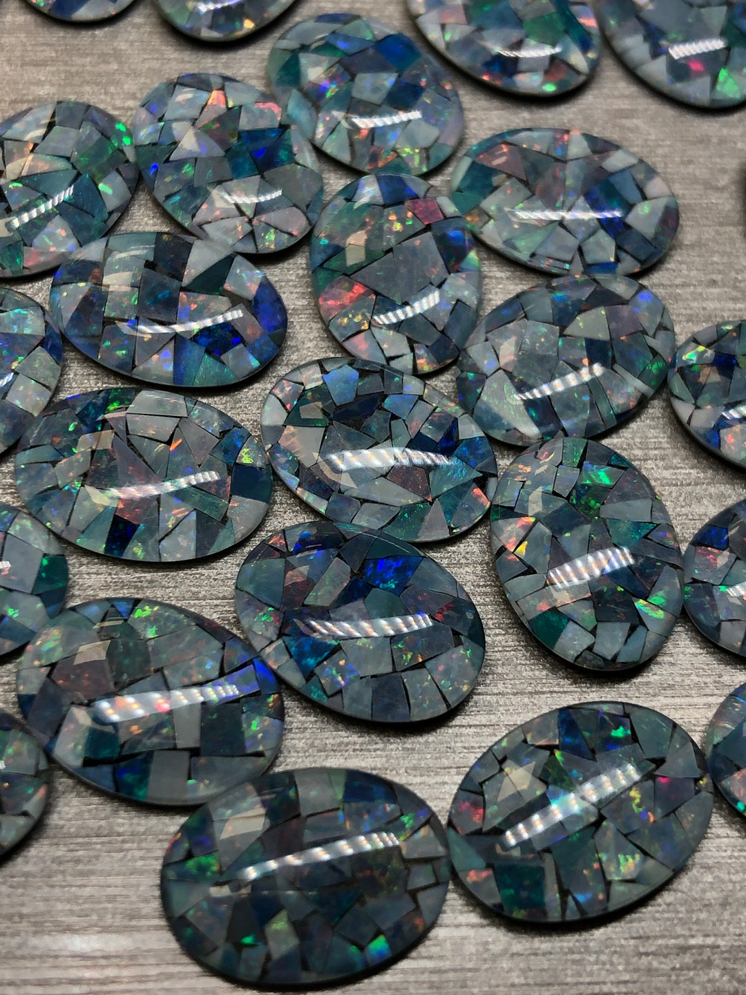 Triplet Opal 10mm X 14mm Plus Minus 1mm Mosaic Oval Cabachon Will Fit ...