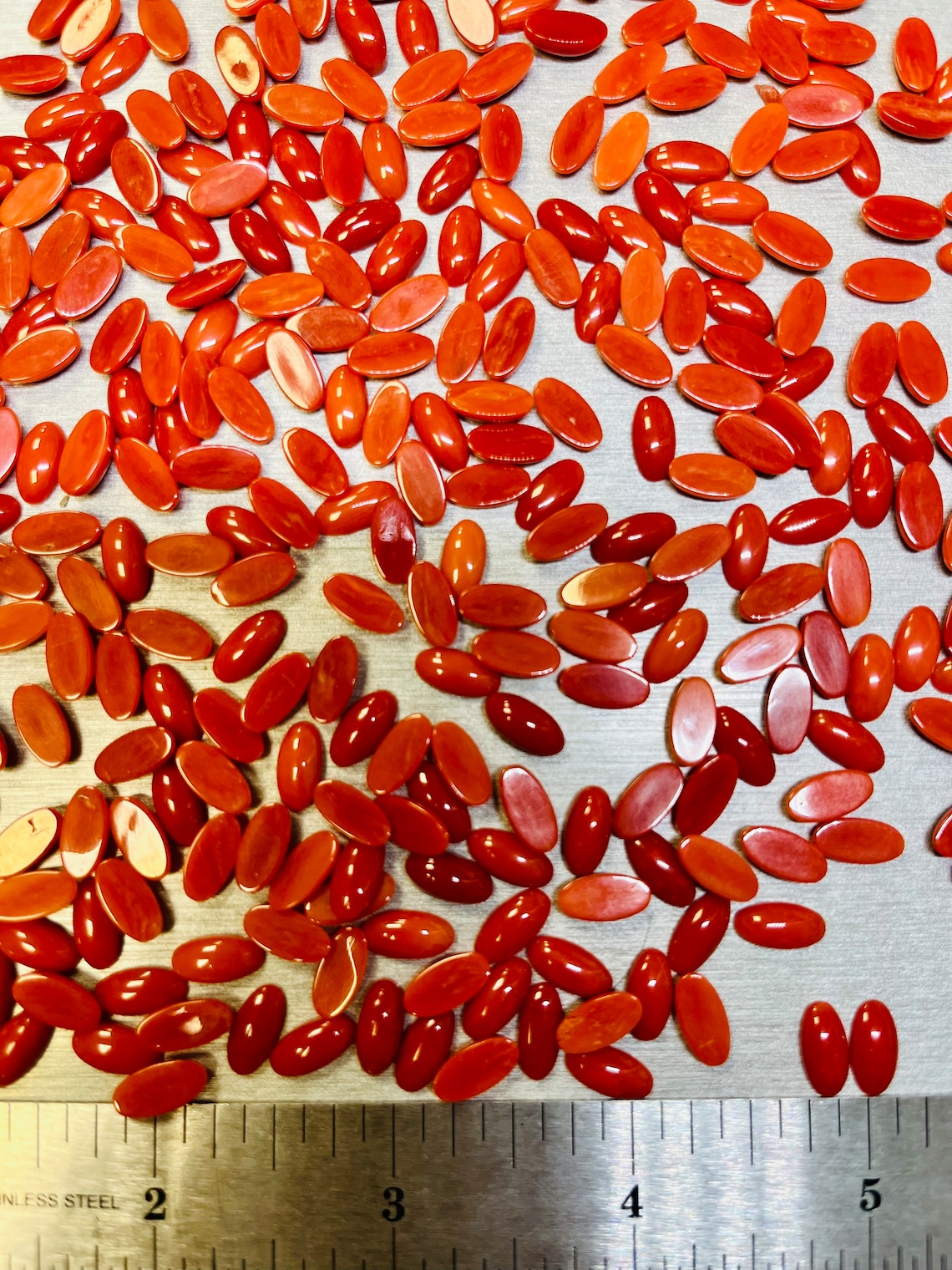 Coral Long Oval Eclipse 5x10mm 5mm X 10mm Real Red and Orange - Etsy