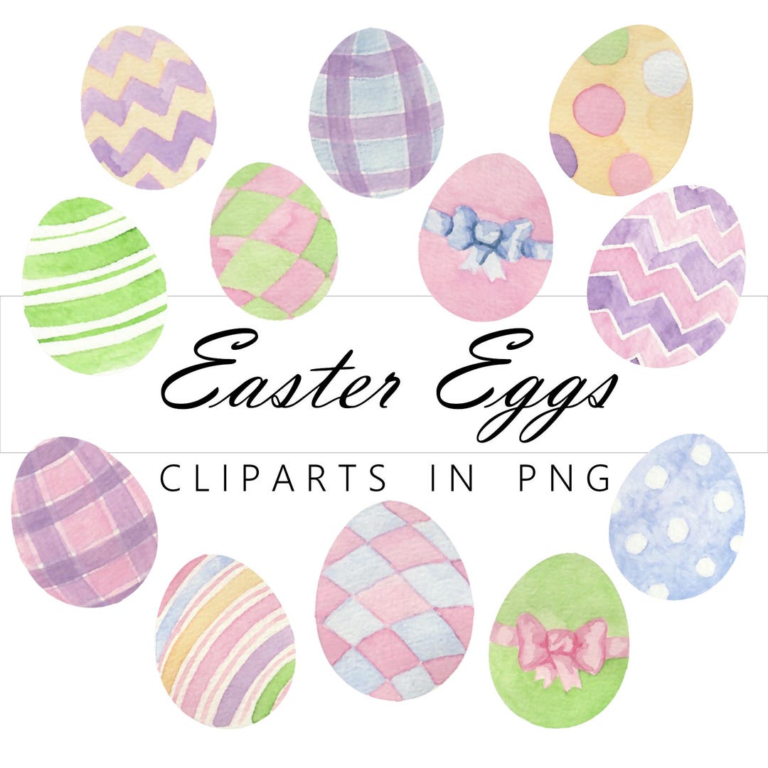 Watercolor Easter Egg Cliparts, PNG, 300PPI Instant Download ...