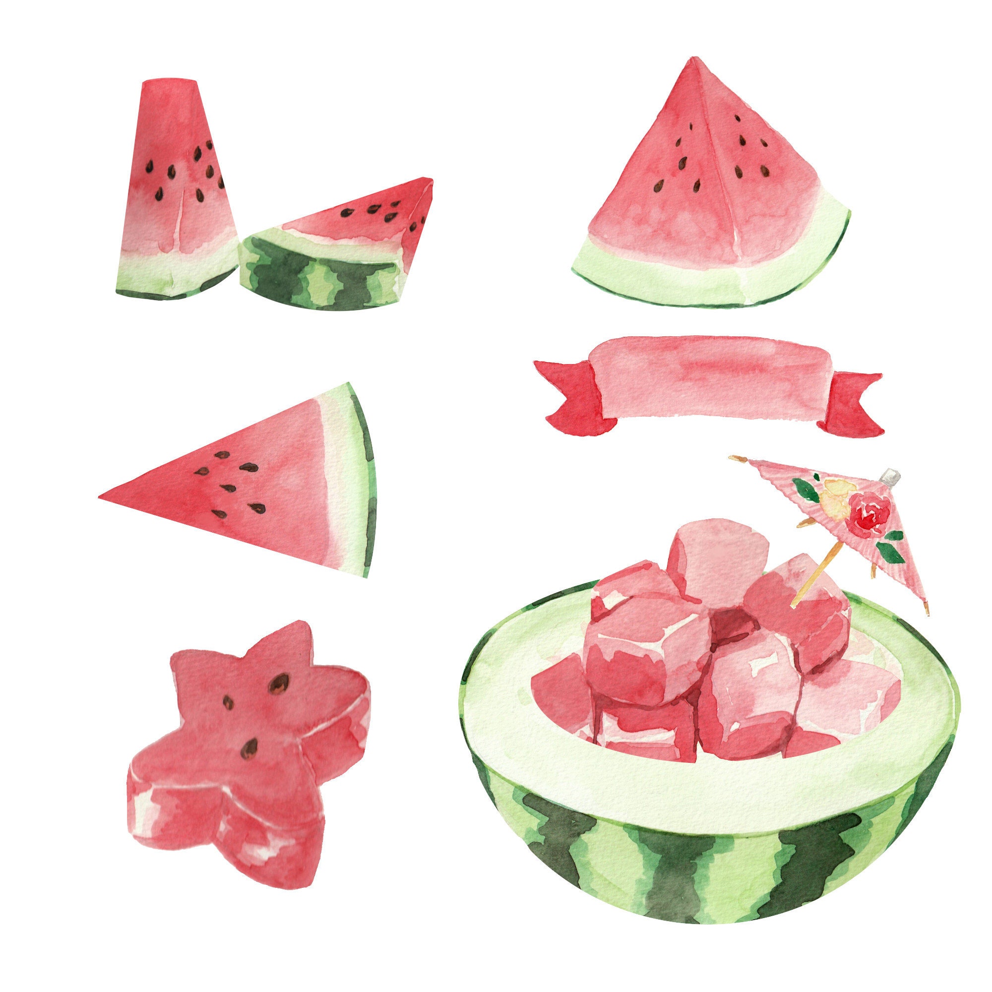 Watermelon Summer Clip Art Bundle in PNG Format - Etsy