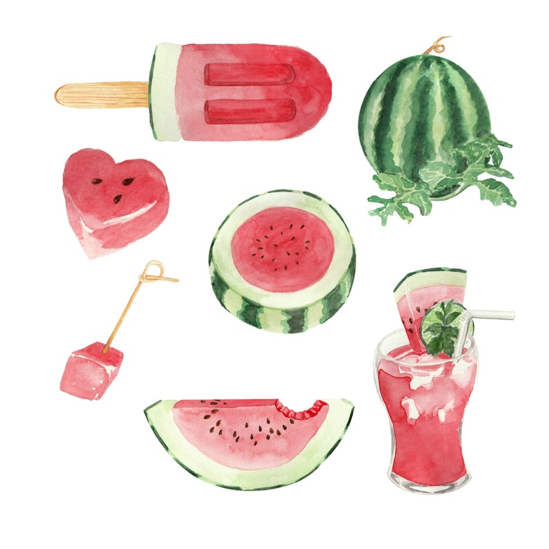 Watermelon Summer Clip Art Bundle in PNG Format - Etsy