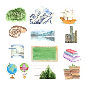 Geography Clip Art Bundle in PNG Format - Etsy