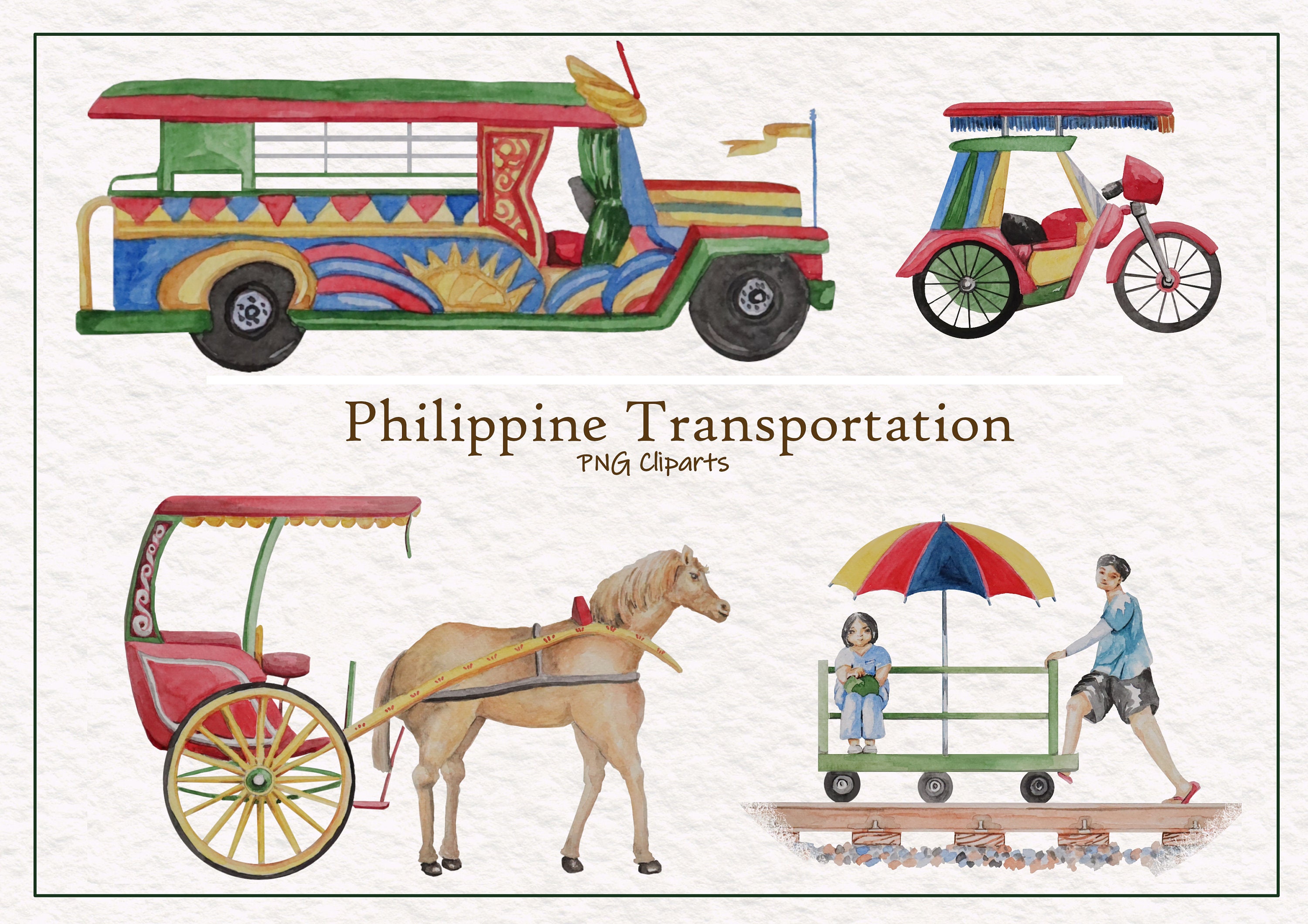 Filipino Transportation in the Philippines Cliparts PNG - Etsy