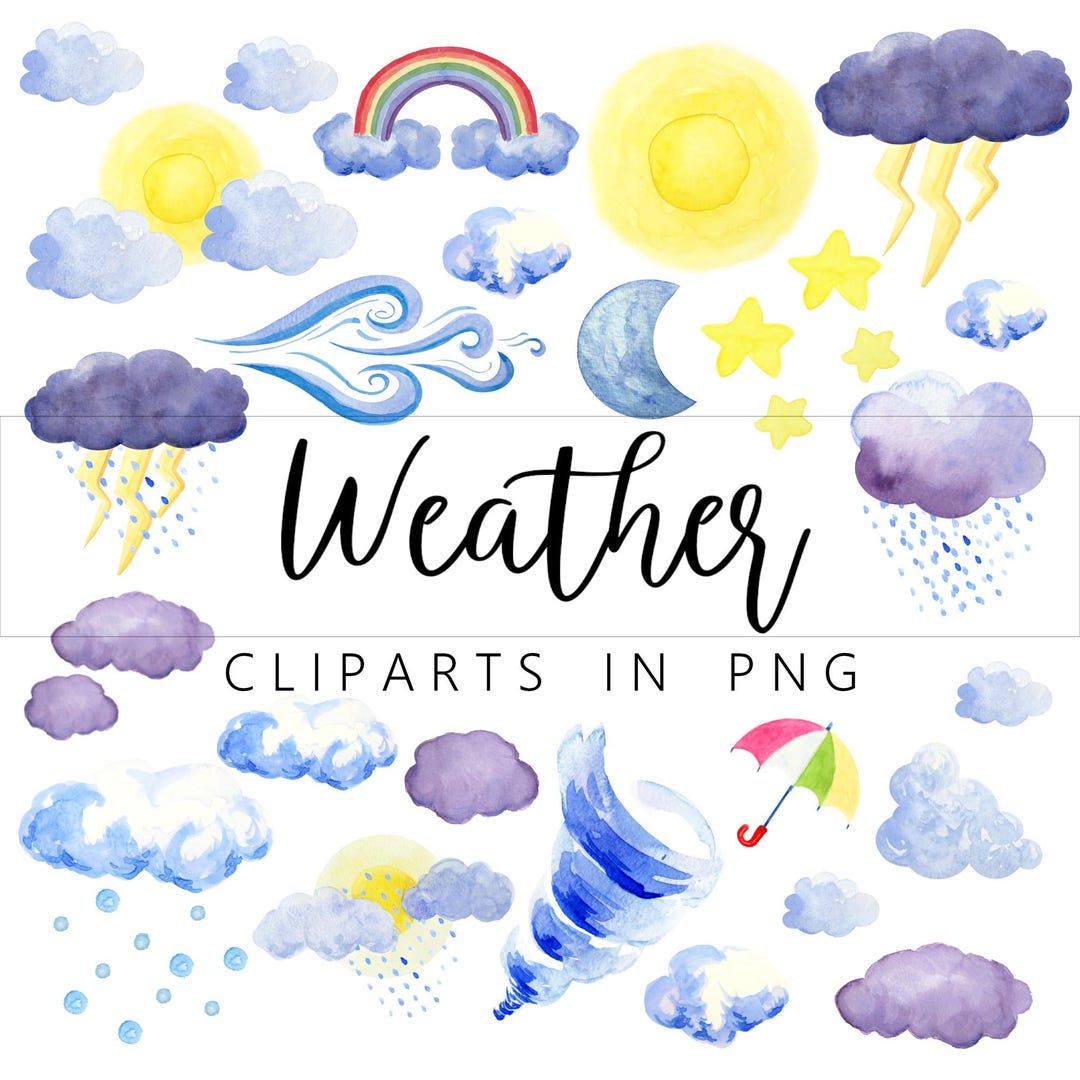 Weather Elements Clip Art Bundle in PNG Format - Etsy