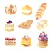 Breads and Pastries in Watercolor Cliparts, PNG, 300ppi, Downloadable ...