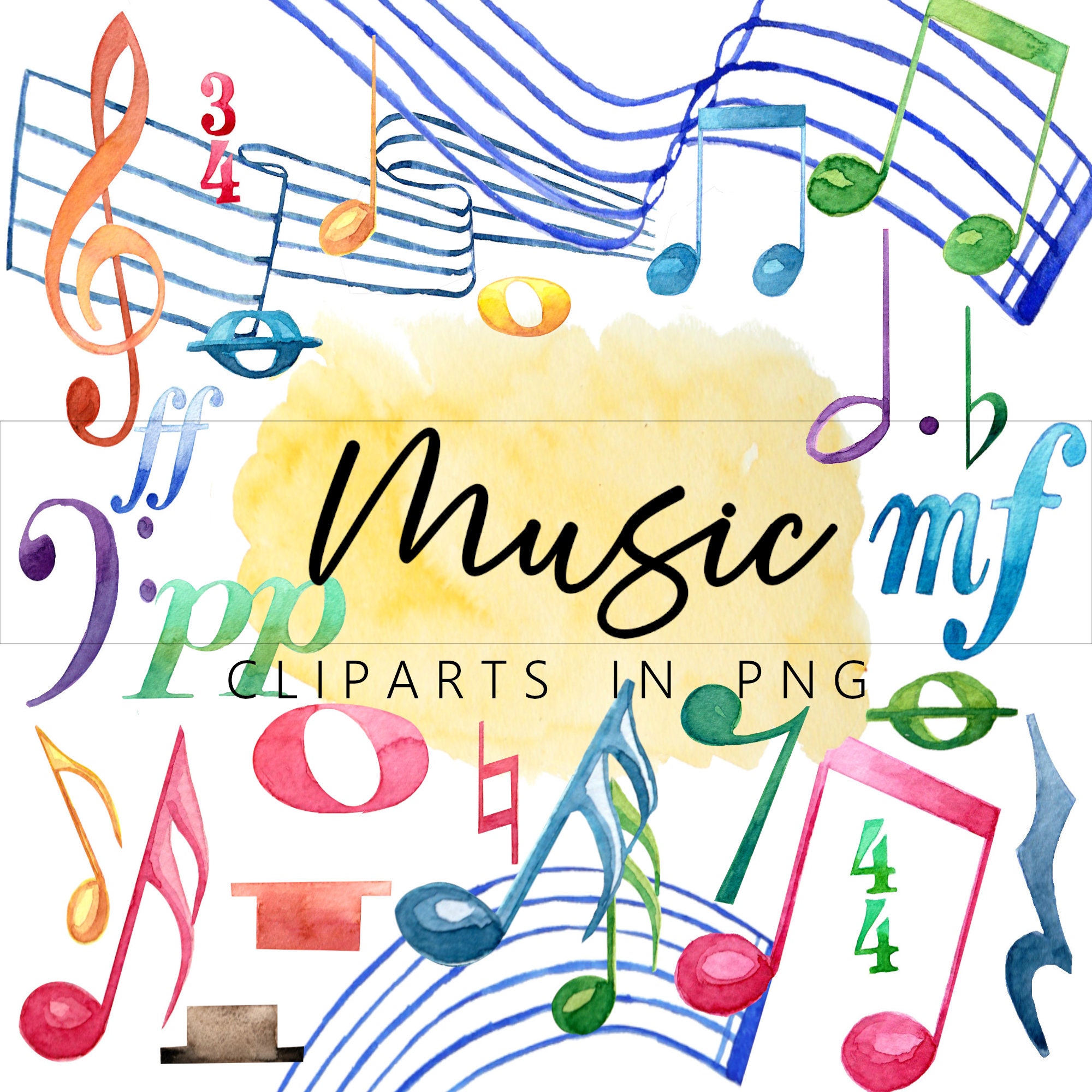 Musical Clip Art Bundle in PNG Format - Etsy