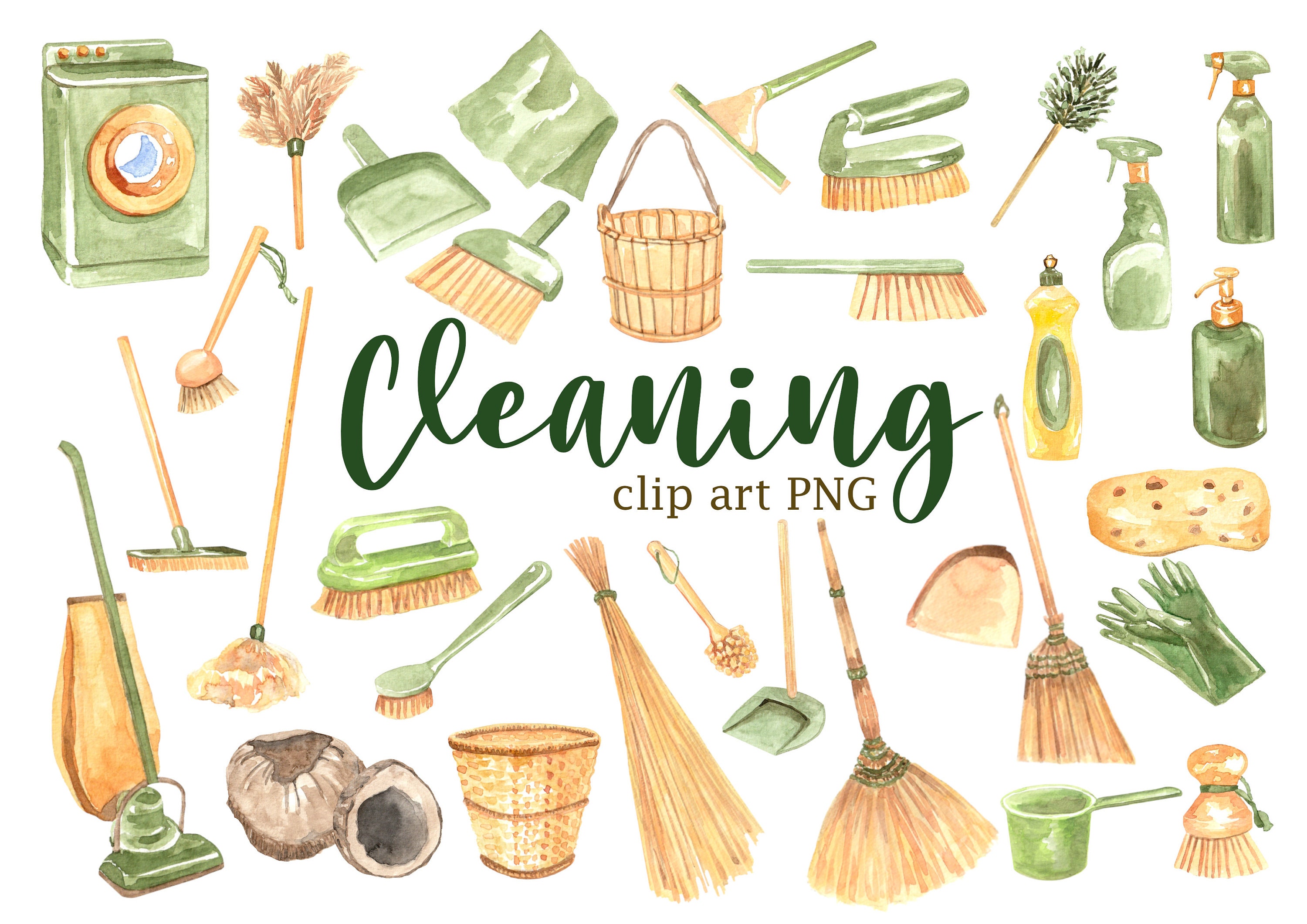 Asian Cleaning Clip Art Bundle in PNG Format Instant Download - Etsy