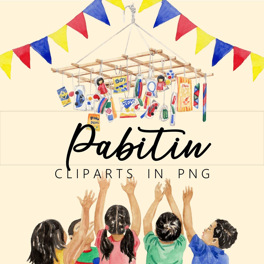 Filipino Pabitin Clip Art, Watercolor Philippine Birthday Party Games ...