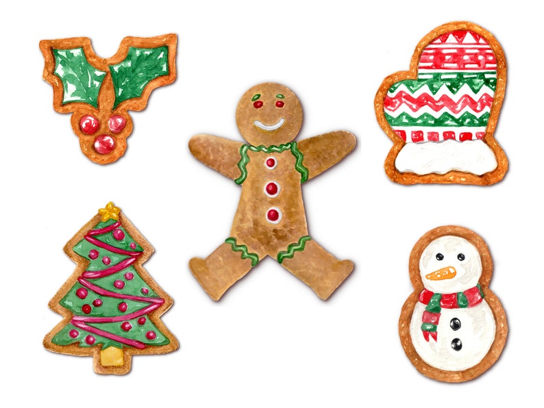 Gingerbread Christmas Clip Art PNG, Printable, 300 Ppi - Etsy