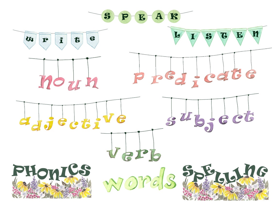 Language Arts Clip Art Bundle in PNG Format - Etsy