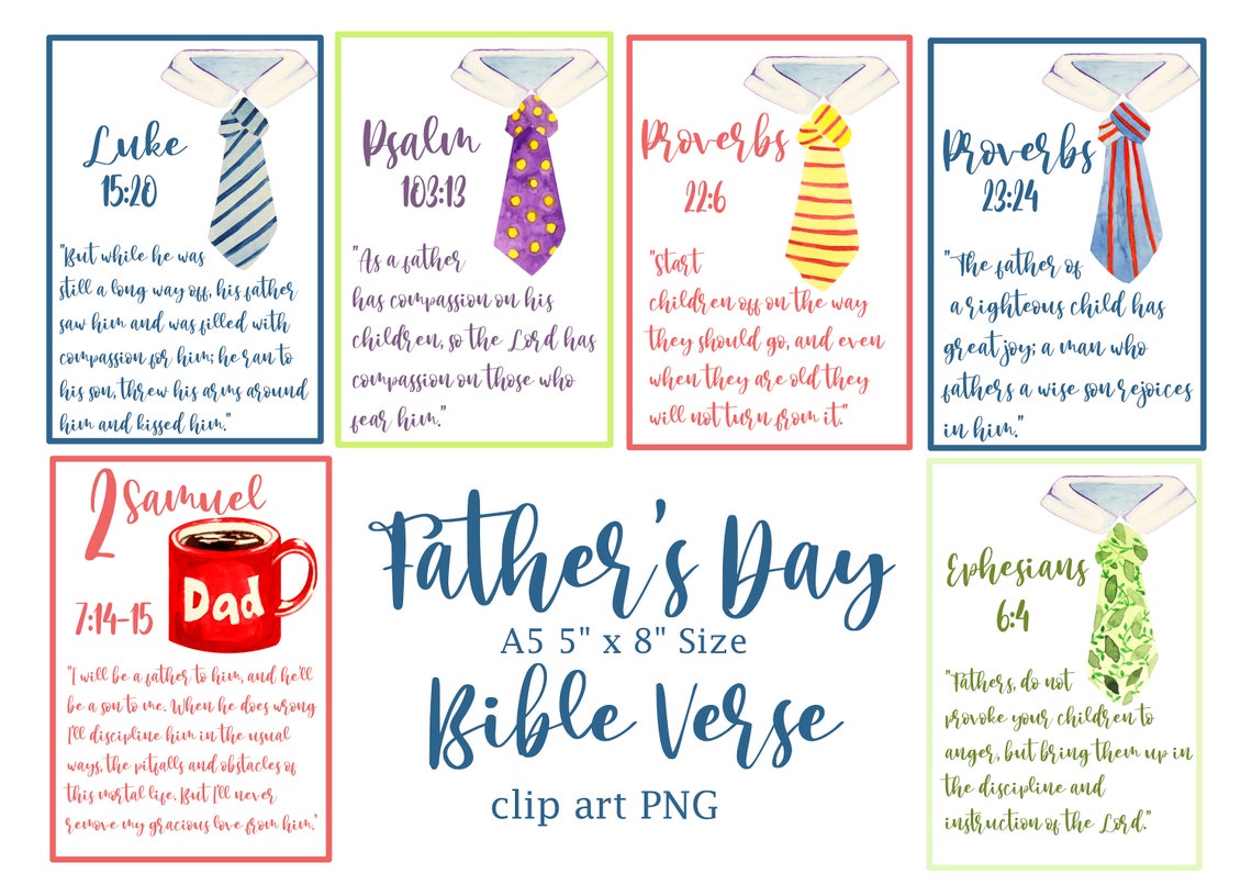 6 Father’s Day Bible Verse Clip Art Bundle in PNG, JPG and PDF Format ...