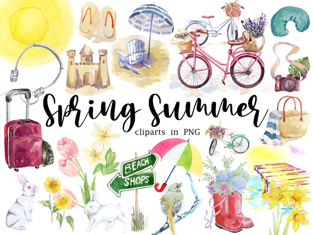 Watercolor Spring Summer PNG Clip Art Summer Country Images - Etsy