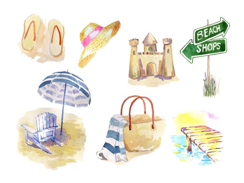 Watercolor Spring Summer PNG Clip Art, Summer Country Images Instant ...