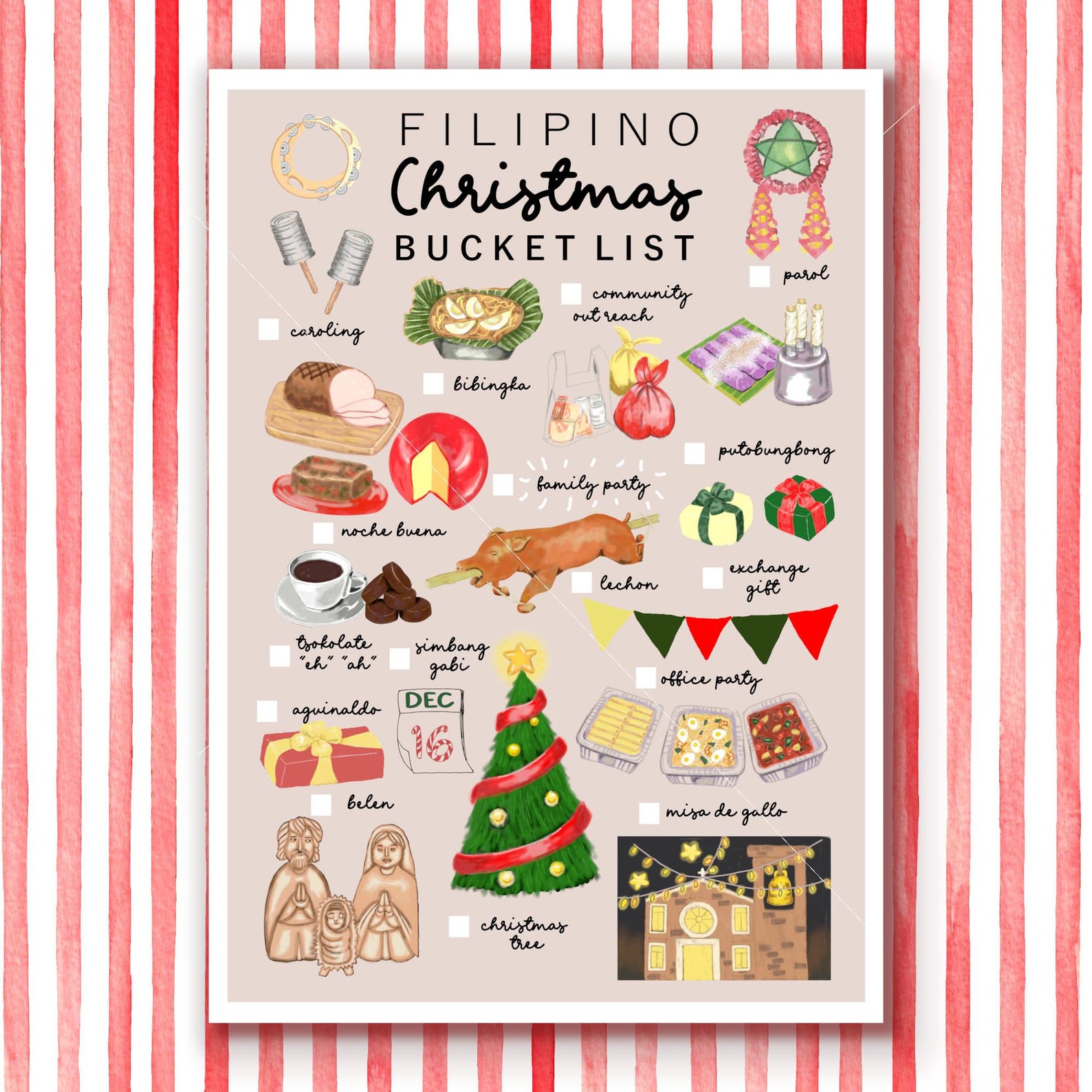 Filipino Christmas Bucket List Printable A3, A4, 8x11inches - Etsy