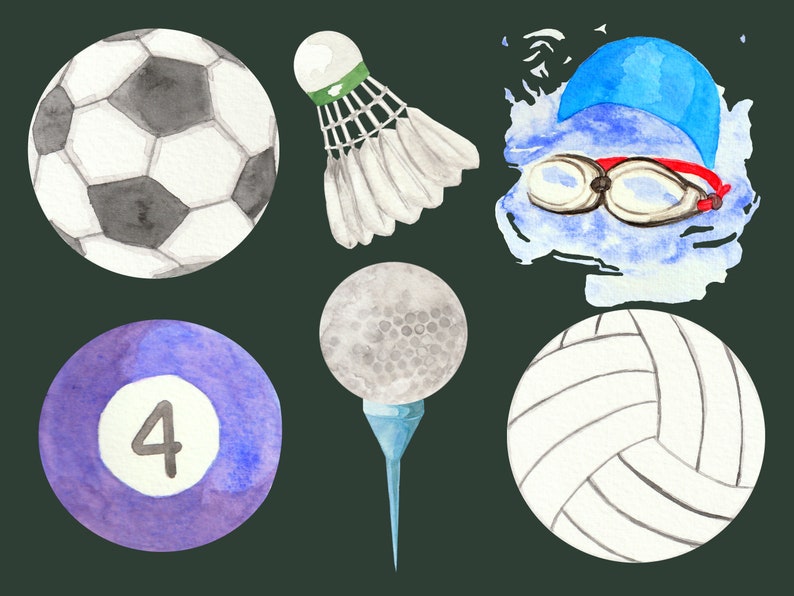 Sports Clip Art Elements in PNG Format PE Intramurals - Etsy
