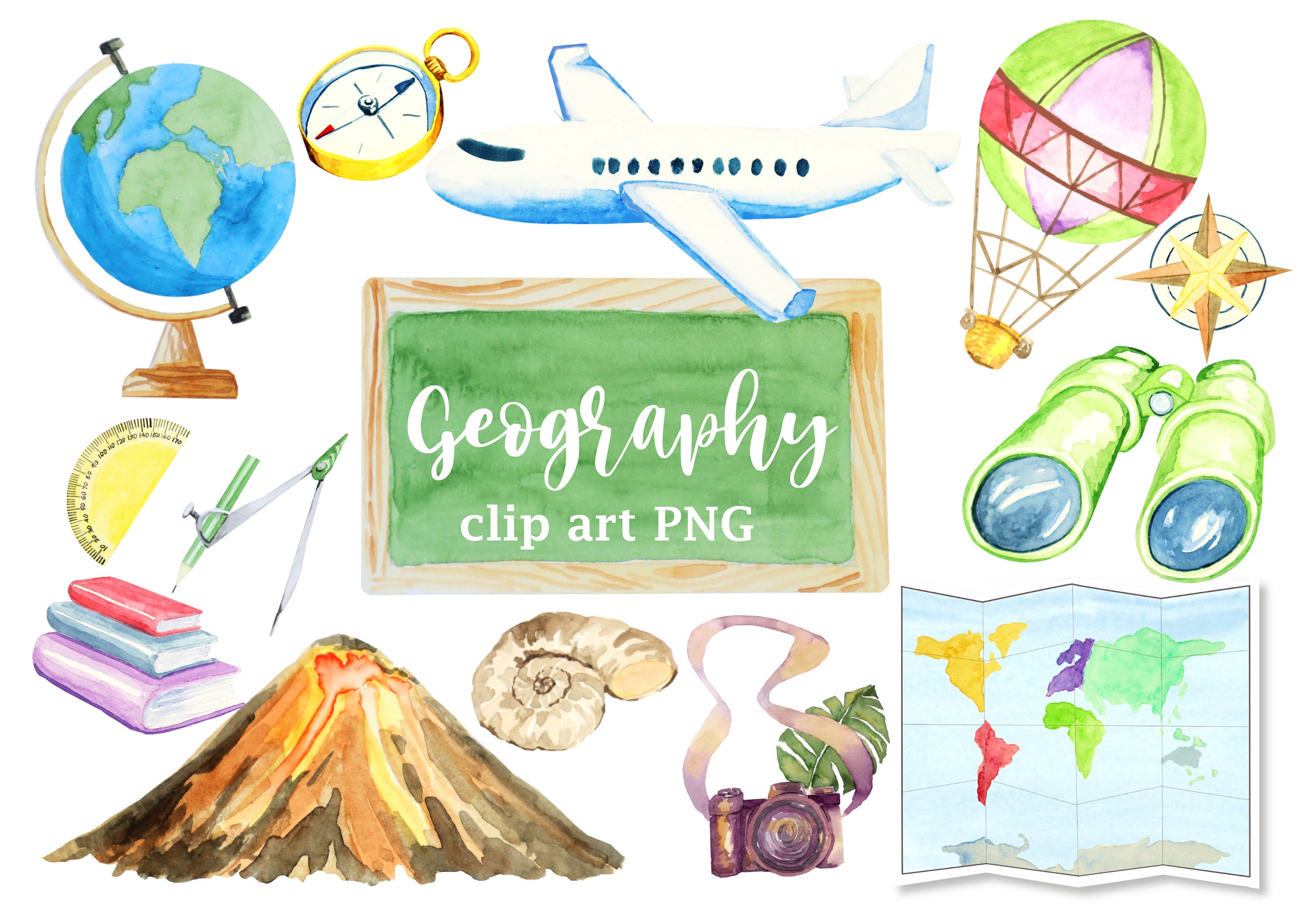 Geography Clip Art Bundle in PNG Format - Etsy Canada