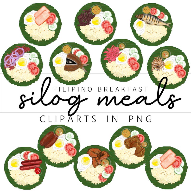 12 Silog Meals Filipino Breakfast Clipart in Png Format - Etsy