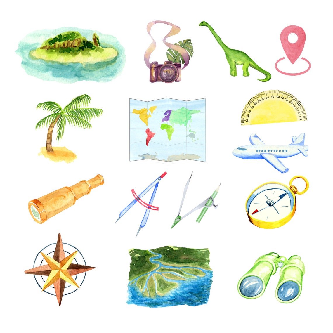 Geography Clip Art Bundle in PNG Format - Etsy