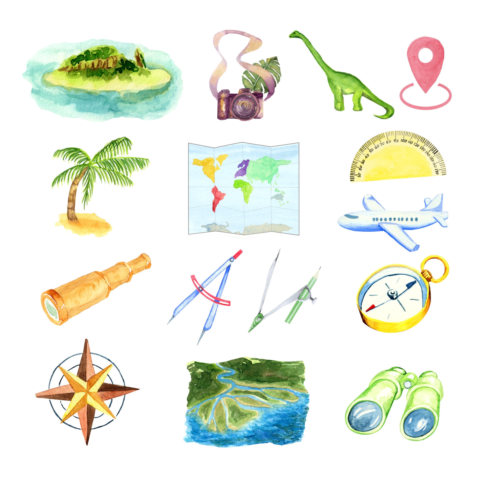 Geography Clip Art Bundle in PNG Format - Etsy