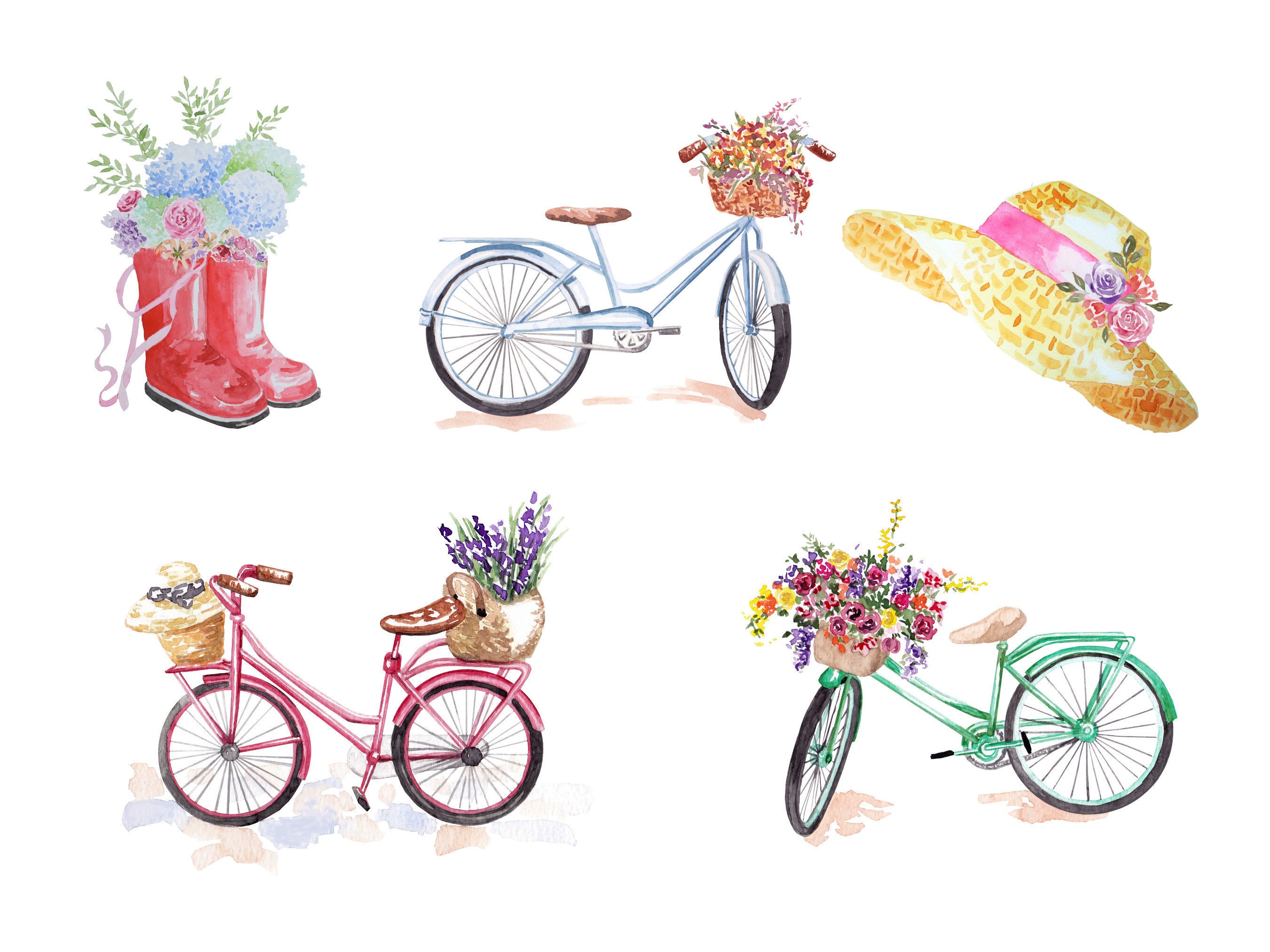Watercolor Spring Summer PNG Clip Art, Summer Country Images Instant ...