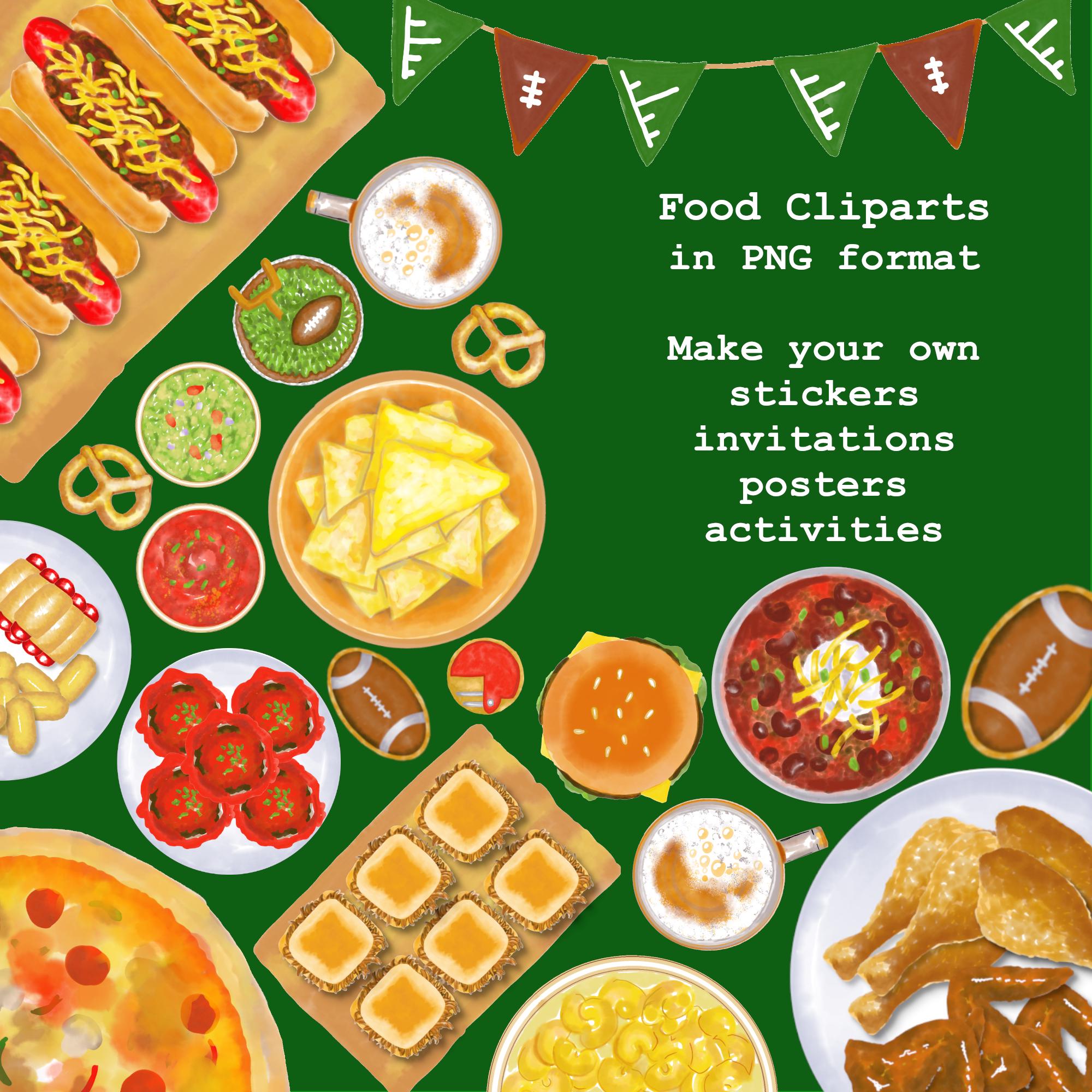Super Bowl/ Football Food Clip Art Bundle in PNG Format - Etsy