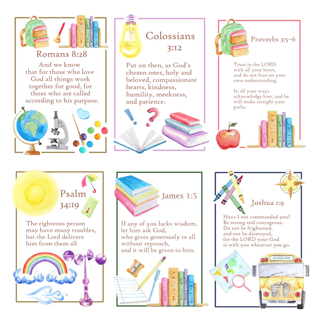 6 Bible Verses for Back to School Clip Art Bundle - Etsy