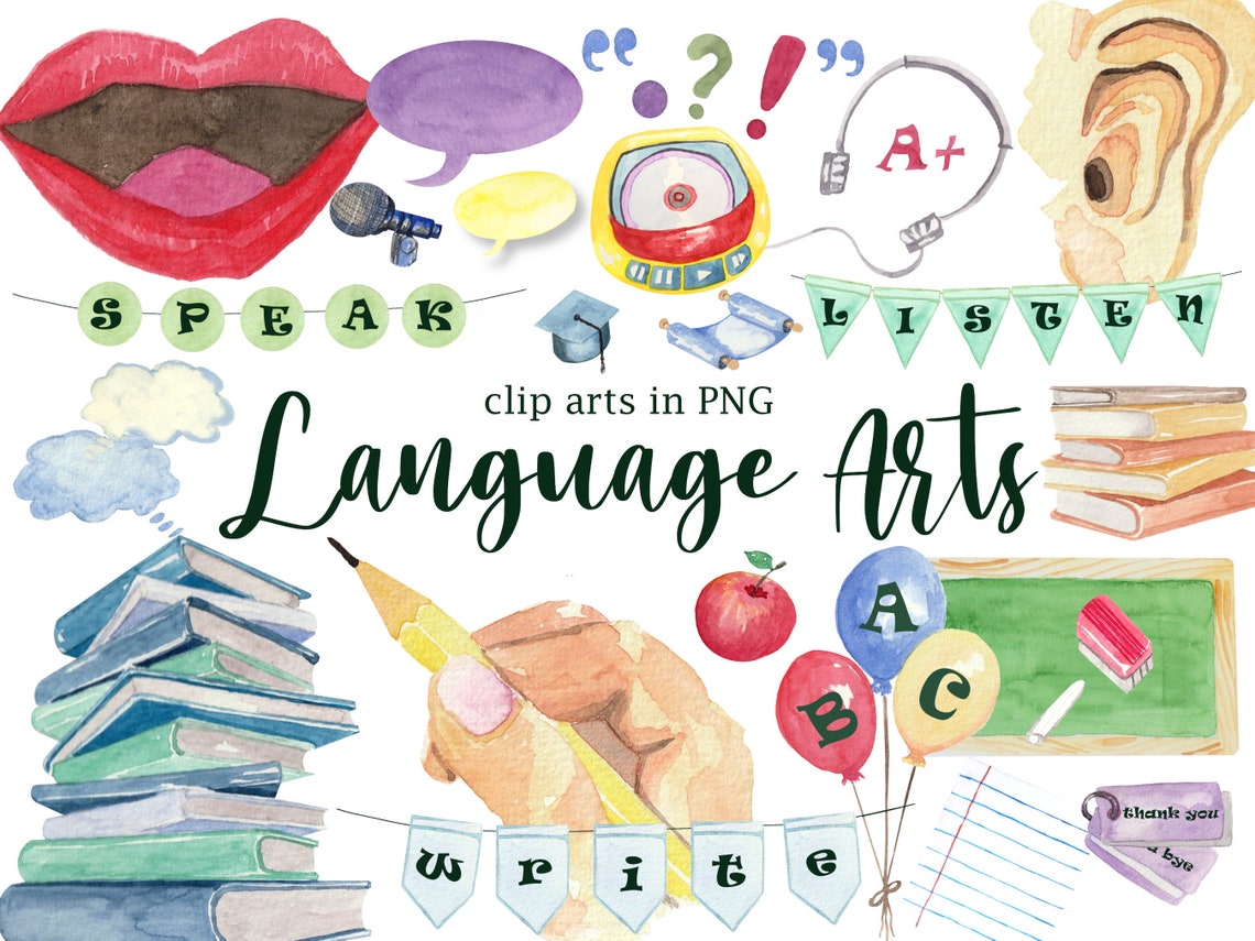 Language Arts Clip Art Bundle in PNG Format - Etsy