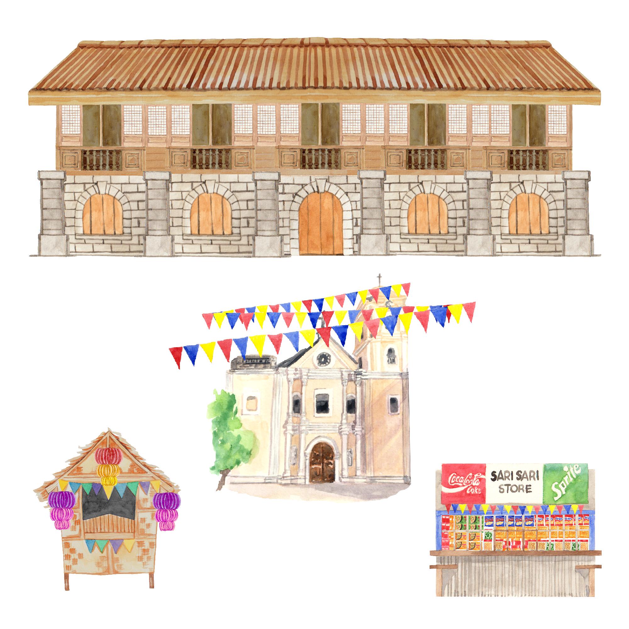 Filipino Fiesta Watercolor Clip Art in PNG Format. - Etsy