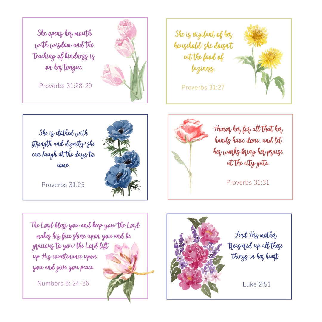 Mother's Day Bible Verse Clip Art Bundle: Watercolor Floral (PNG, JPG ...