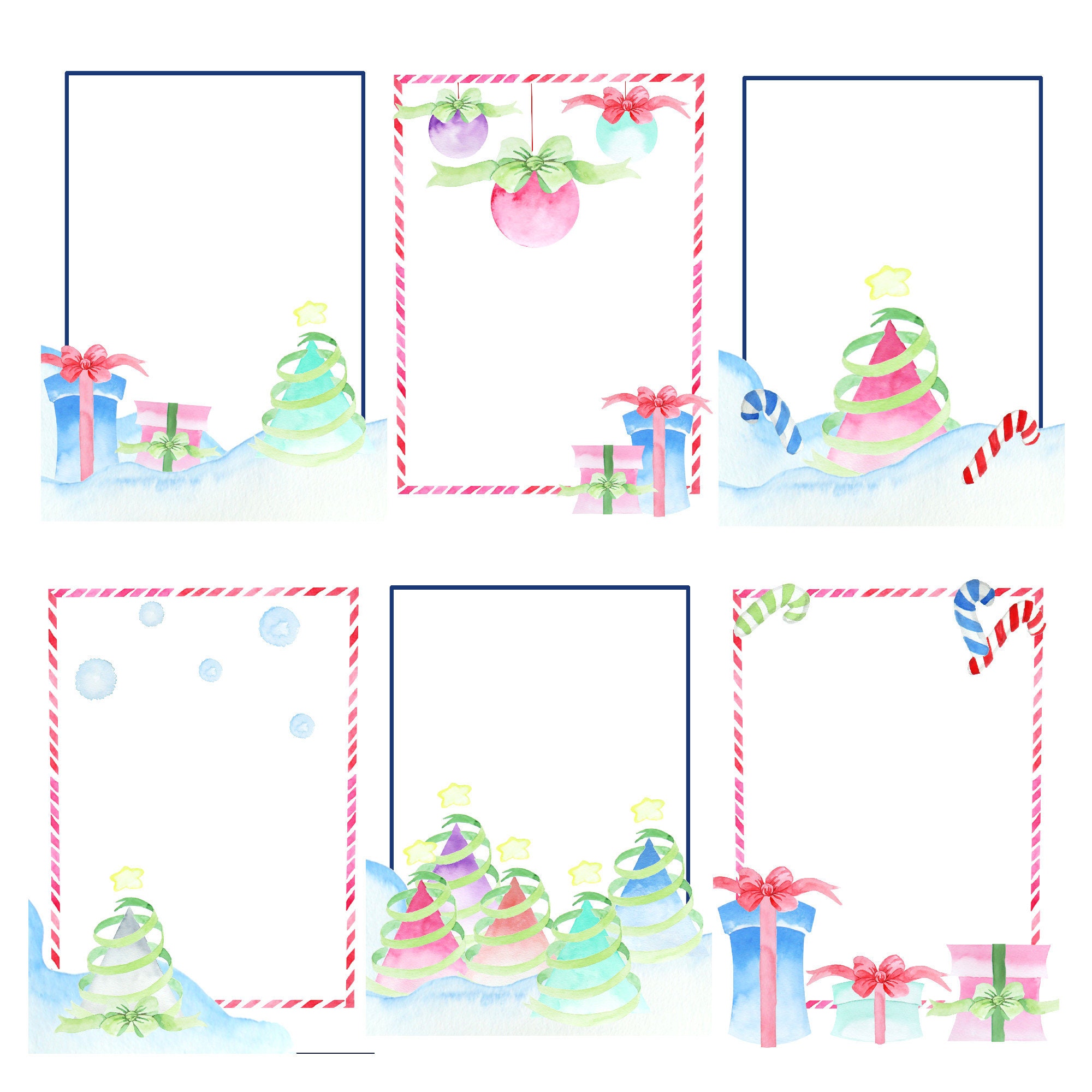6 Christmas Borders Clip Art Bundle in PNG Format. - Etsy