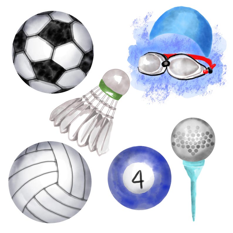 Sports Clip Art Bundle: PNG Graphics for PE, Intramurals (digital ...