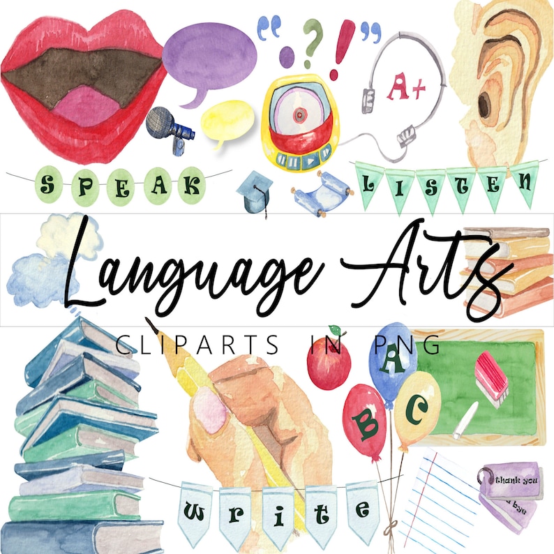 Language Arts Clip Art Bundle in PNG Format - Etsy