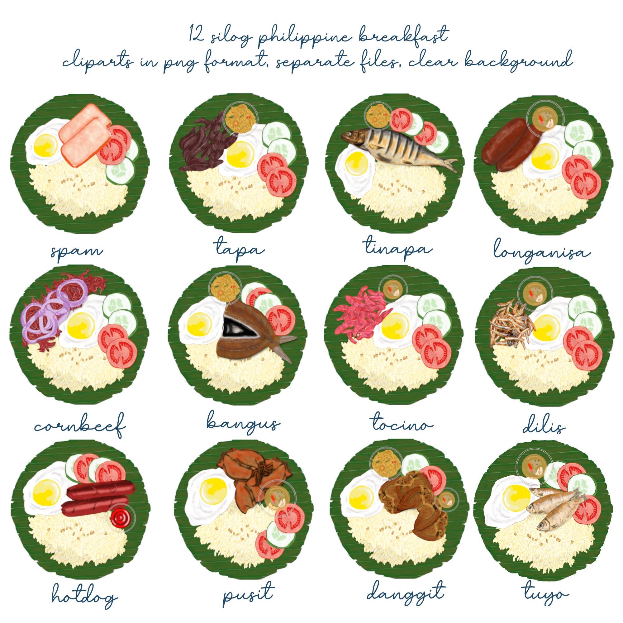 12 Silog Meals Filipino Breakfast Clipart in Png Format - Etsy