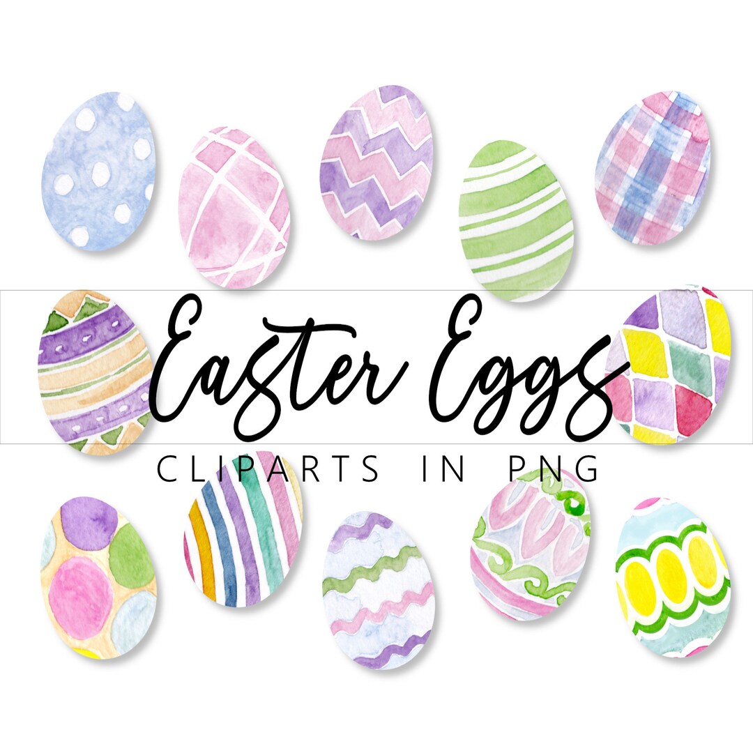Watercolor Easter Egg Cliparts, PNG, 300PPI Instant Download ...
