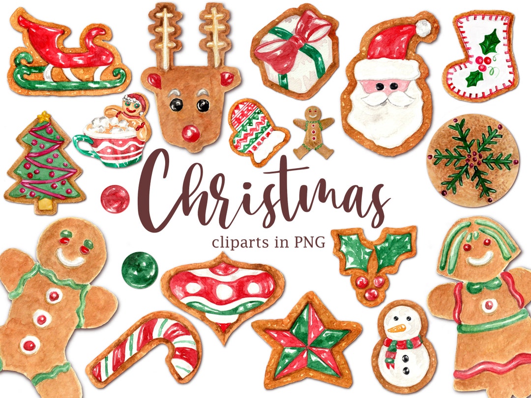 Gingerbread Christmas Clip Art PNG Printable 300 Ppi - Etsy