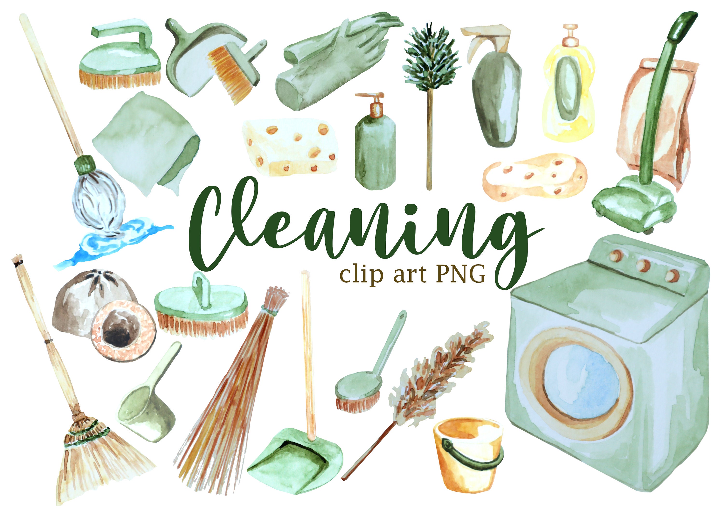 Asian Cleaning Clip Art Bundle in PNG Format Instant Download - Etsy