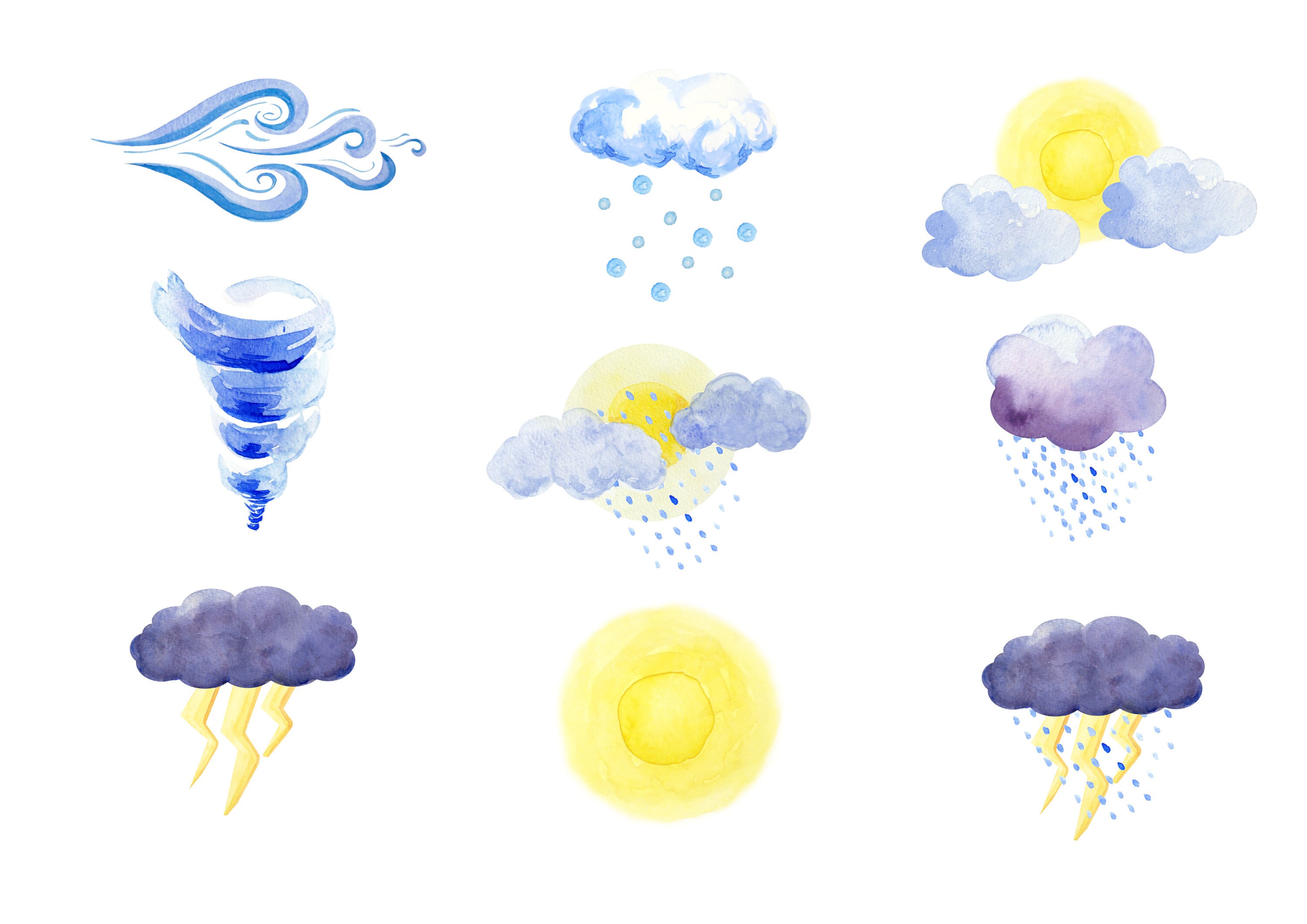 Weather Elements Clip Art Bundle in PNG Format - Etsy
