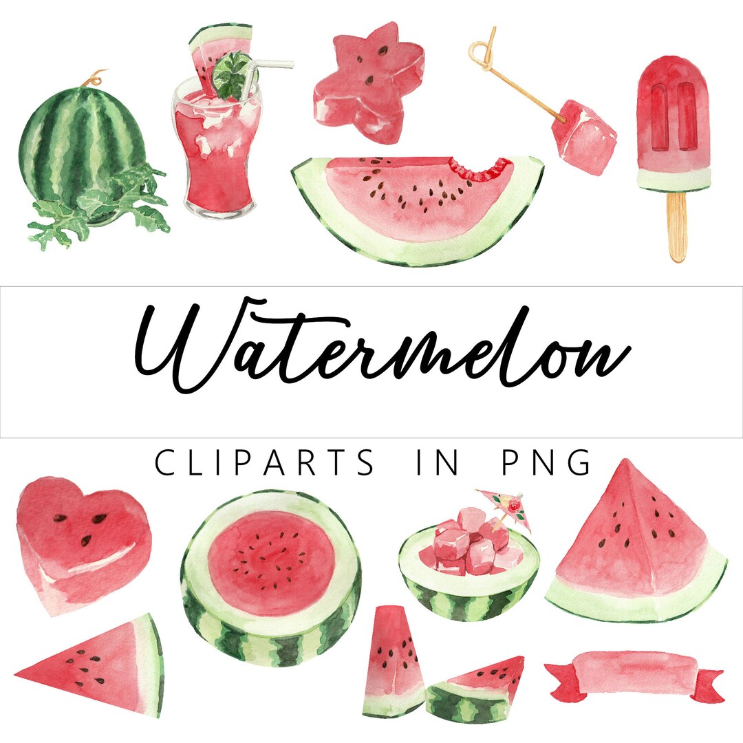 Watermelon Summer Clip Art Bundle in PNG Format - Etsy