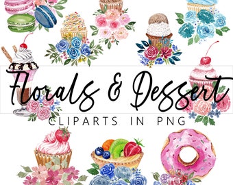 Watercolor Desserts Clipart Bundle Sweet Bakery Food Clip Art Birthday ...