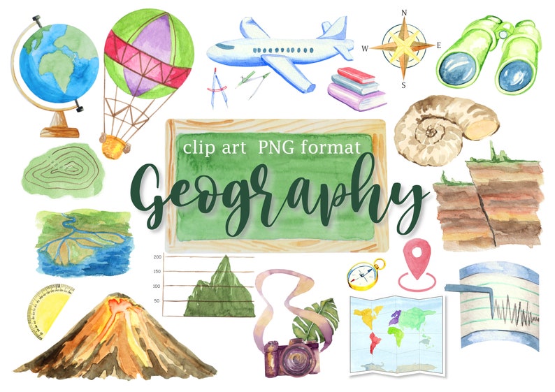 Geography Clip Art Bundle in PNG Format - Etsy UK