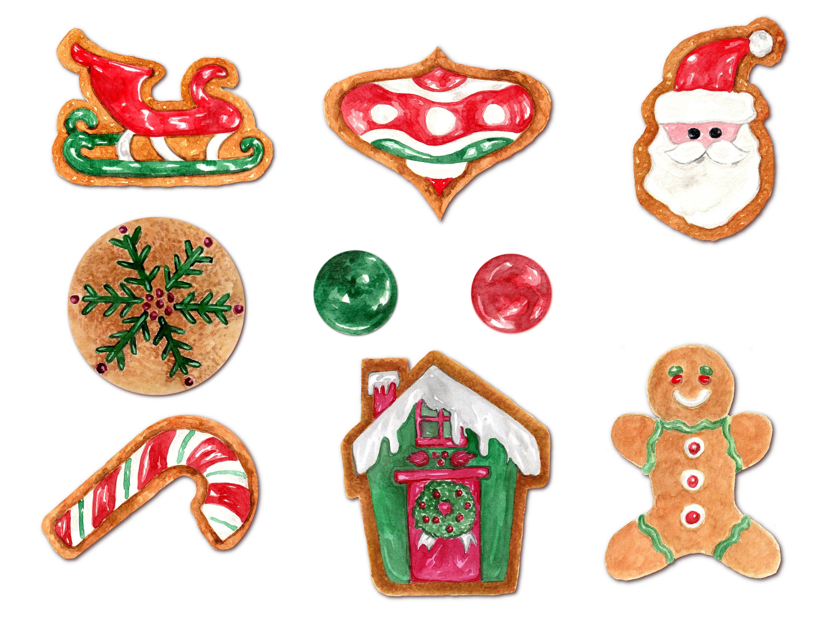 Gingerbread Christmas Clip Art PNG, Printable, 300 Ppi - Etsy
