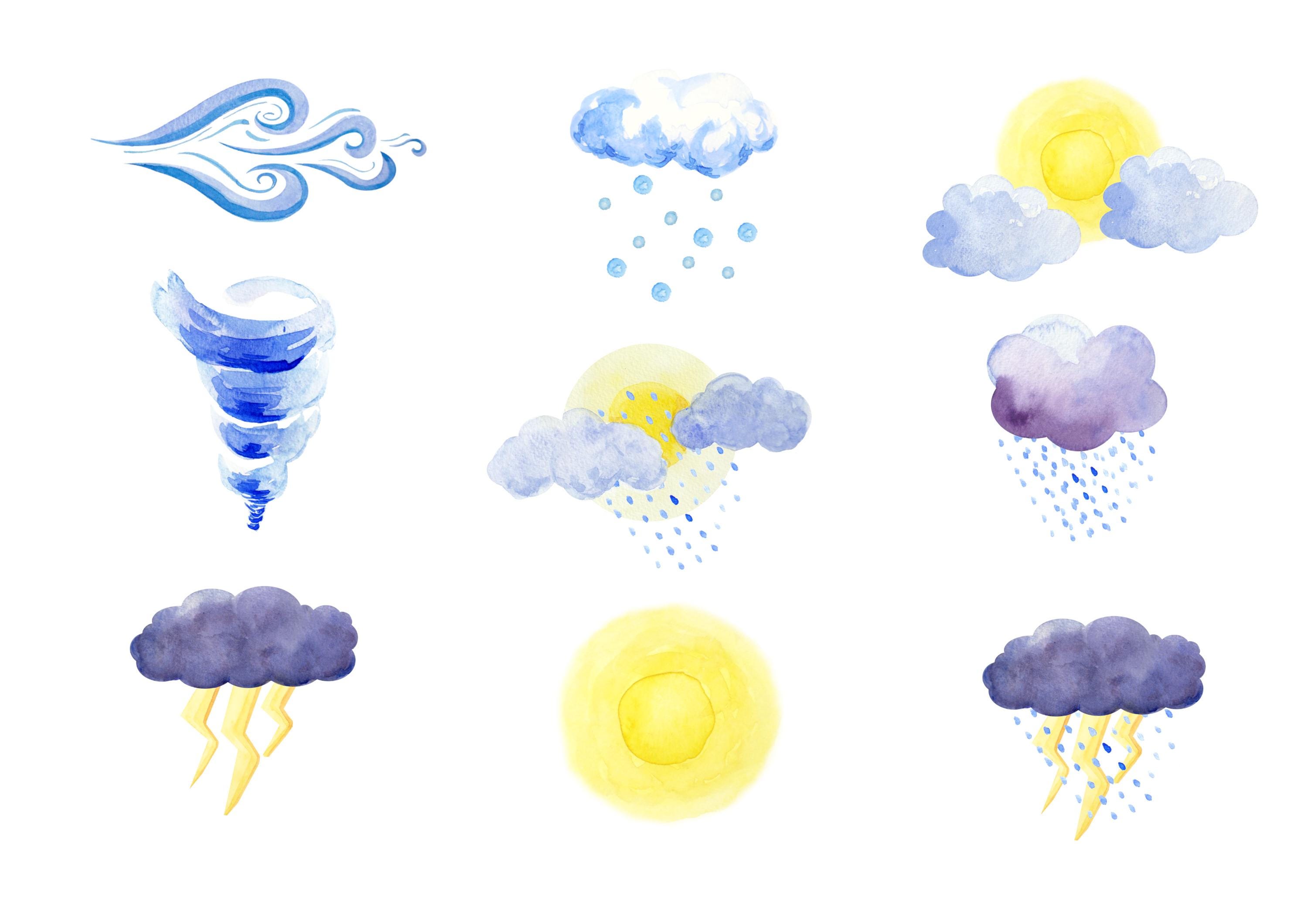 Weather Elements Clip Art Bundle in PNG Format - Etsy