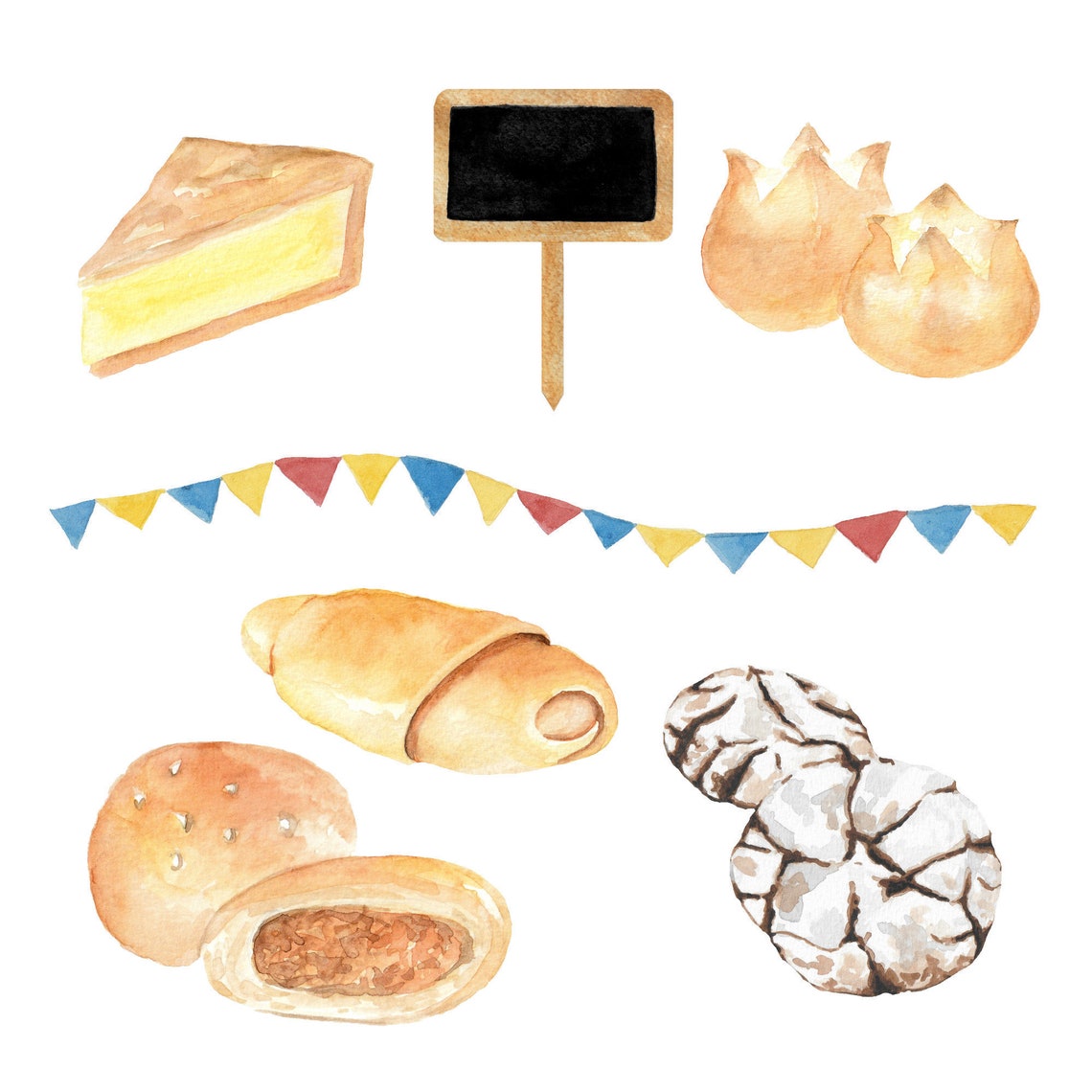 16 Filipino Bread Pngs - Watercolor Pinoy Panaderia Clip Art - Etsy