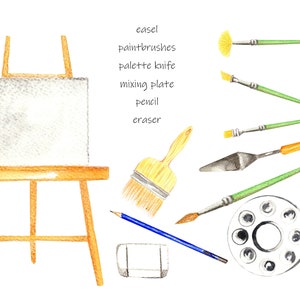 Art Supplies Clipart Bundle in PNG Format, Printable, Clear Background ...