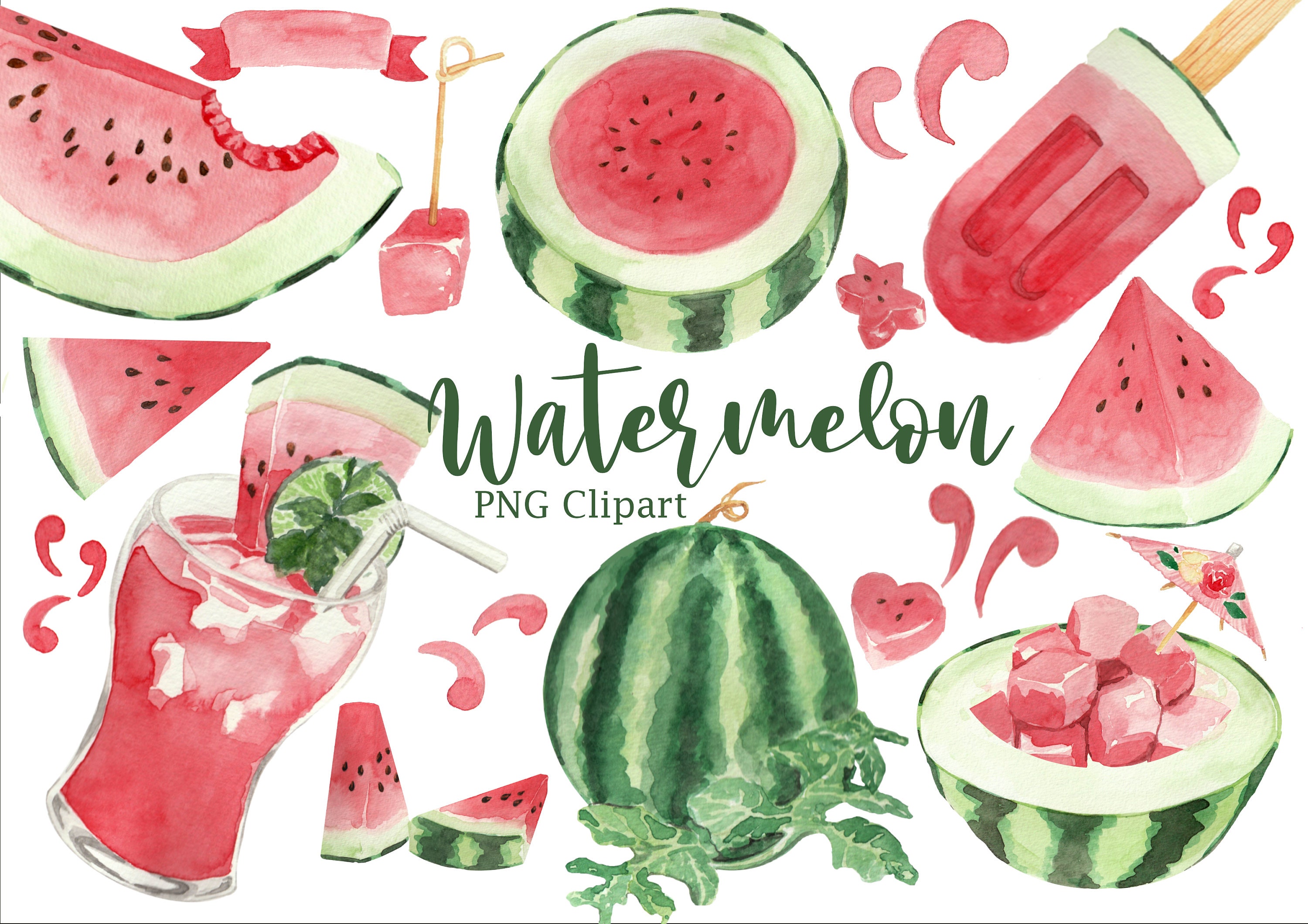 Watermelon Summer Clip Art Bundle in PNG Format - Etsy